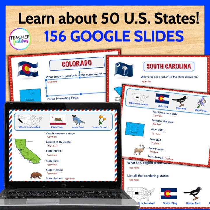 50 STATES & CAPITALS Research Writing Project & Graphic Organizers GOO