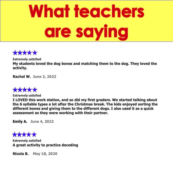 6 SYLLABLE TYPES DOG THEMED Word Sort Center