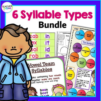 6 SYLLABLE TYPES GAMES & SORTS Printables Bundle