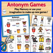 Antonym Matching Games & Vocabulary Activities for Literacy Centers