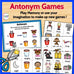 Antonym Matching Games & Vocabulary Activities for Literacy Centers