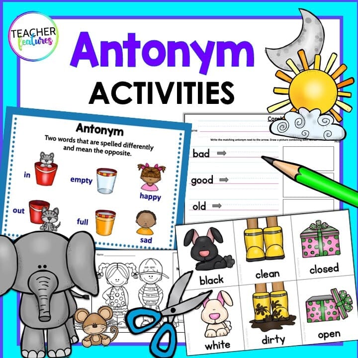Antonym Matching Games & Vocabulary Activities for Literacy Centers