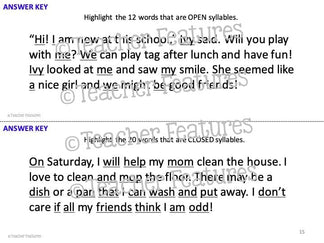 Decoding MULTISYLLABIC WORDS 6 Syllable Types SYLLABLE DIVISION Aligne