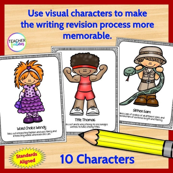 Editing & Revising WRITING Process Visual Character Posters + Editing