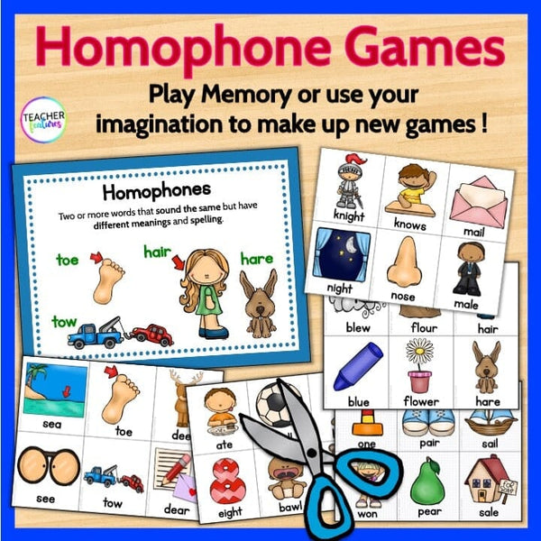 HOMOPHONES ACTIVITIES Center Games Word Sorts & Sentence Writing