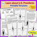 US Presidents Day- Biography Report Template Research Project & Readin