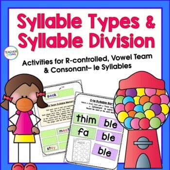 Vowel Teams R-Controlled & Consonant -le SYLLABLE TYPES & SYLLABLE DIV